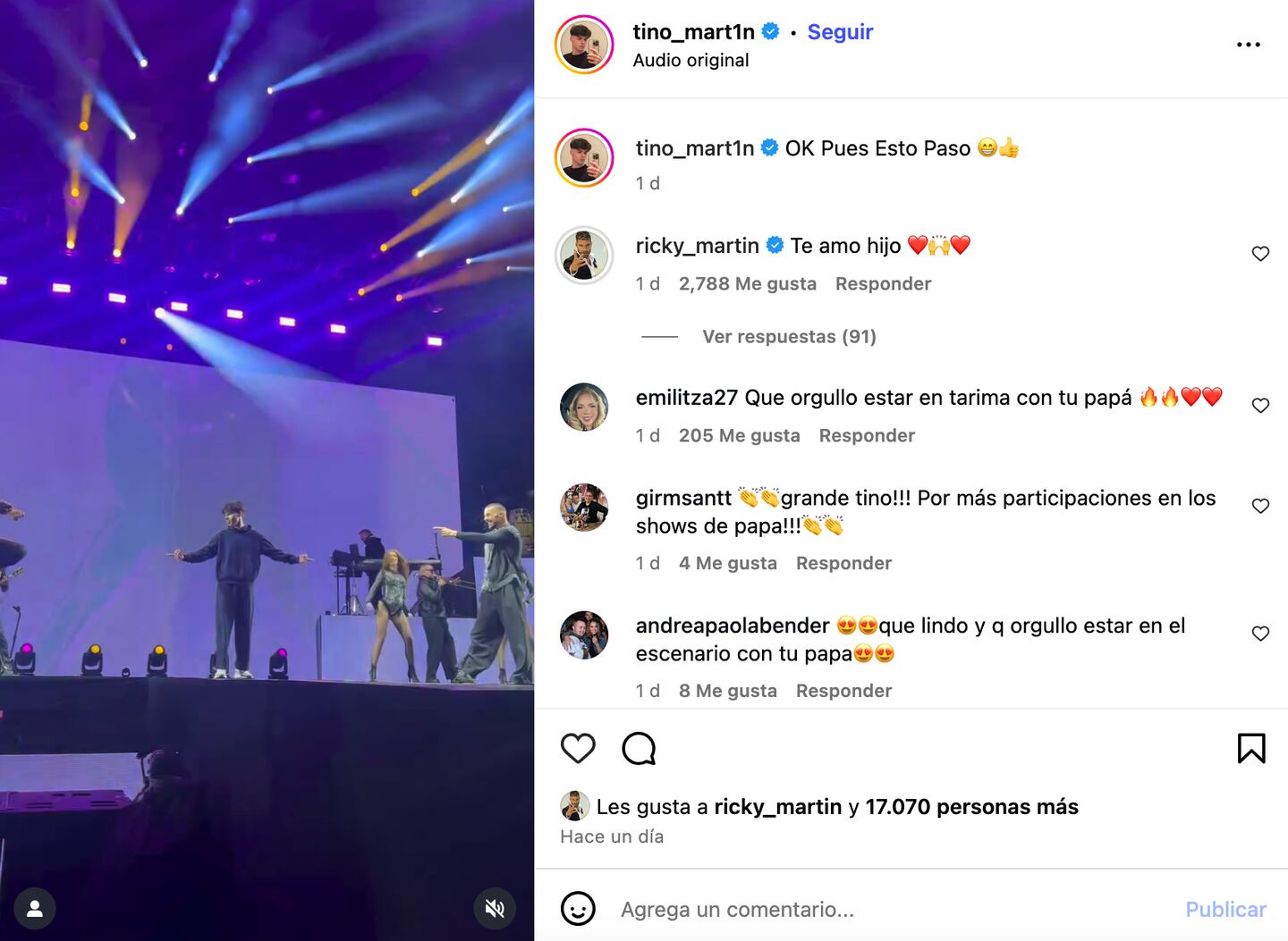 Ricky Martin: así fue el debut de su hijo ‘Tino’ sobre el escenario ...